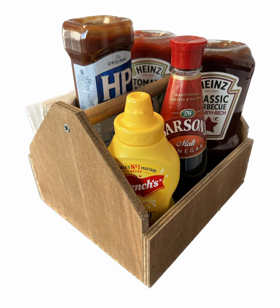 Pub Restaurant Wooden Table Caddy Condiment Holder